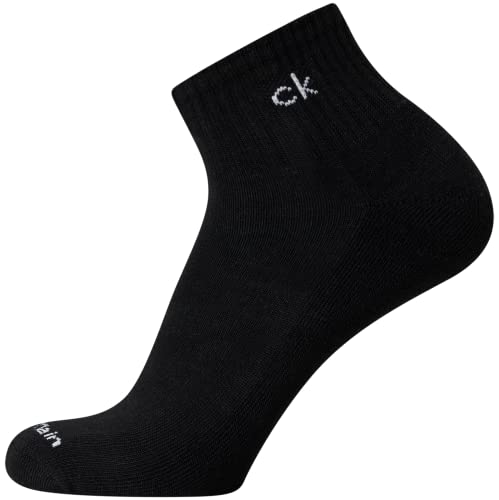 Calvin Klein Men's High Quarter Socks - 12 Pack Breathable Soft Cushion Mini Crew Athletic Socks for Men (Shoe Size: 6-12.5), Size 7-12, Black/White