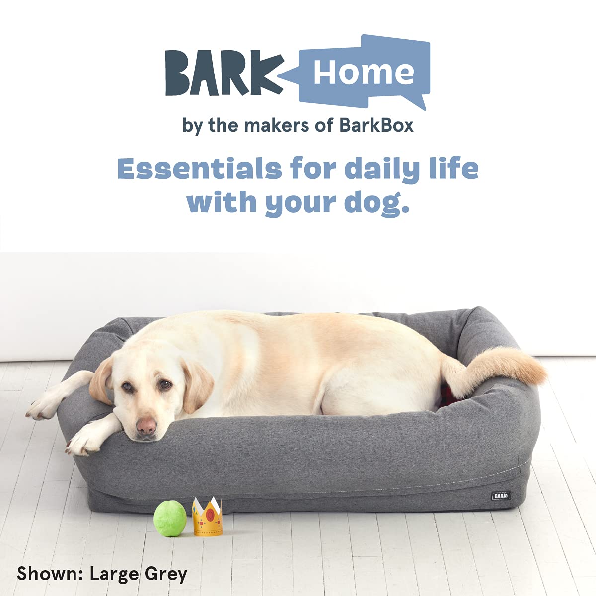 Barkbox Memory Foam Dog Bed with High Density Foam Base for Orthopedic Joint Relief - Crate Lounger, Dog Couch or Sofa Pet Bed - Machine Washable Cover and Water-Resistant Lining - Toy Included