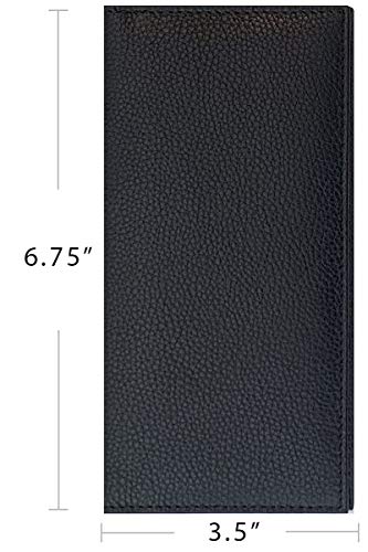 Black Basic Genuine Leather Checkbook Cover For Men & Women