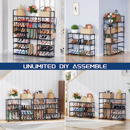 Mavivegue Metal Shoe Rack Organizer,8 Tiers Tall Shoe Shelf Storage,40-45 Pairs Vertical Large Boot Rack,Stackable Shoe Racks for Entryway, Closet, Garage, Bedroom,Cloakroom -Black