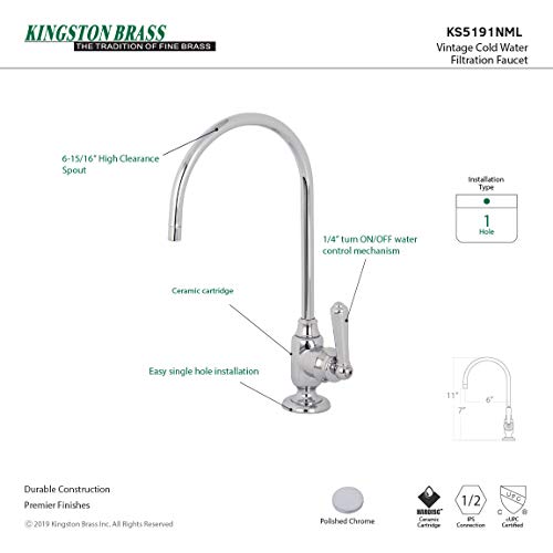 Kingston Brass KS5191NML Magellan Single-Handle Water Filtration Faucet, Polished Chrome