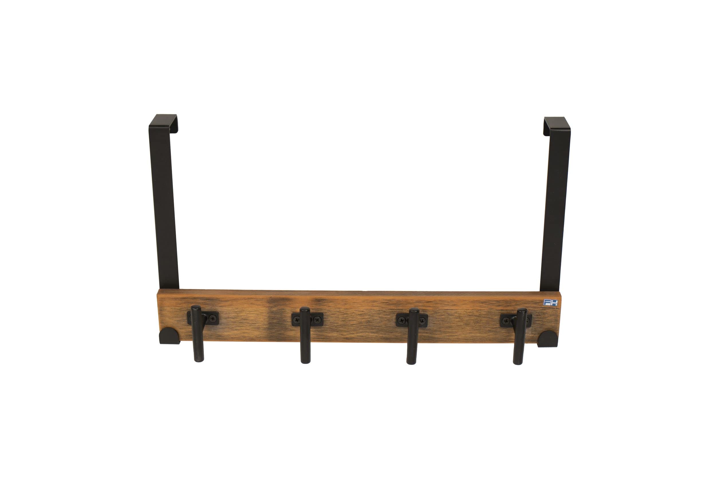 FantasHome FH Classic Style Over The Door Hook Rack - Black & Brown (with 4 "T Hooks)