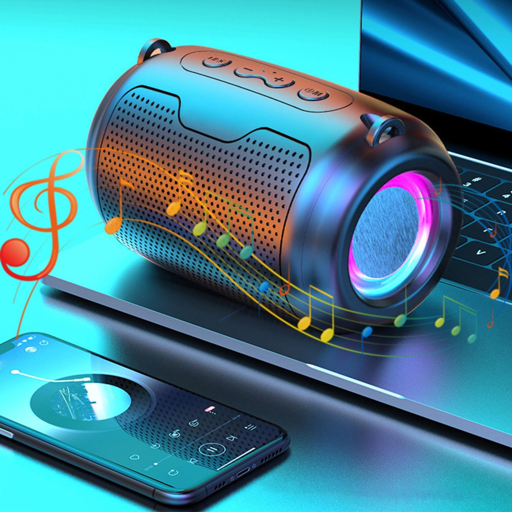 Bluetooth Speaker Wireless Portable Speaker Stereo with LED Lights Mode for Home Theater,Party,Outdoor,Gym,Gaming,TV...