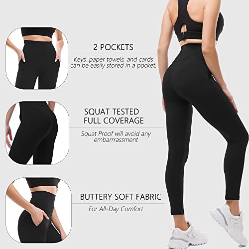 Ipletix Leggings with Pockets for Women, High Waisted Leggings Buttery Soft Non See Through Workout Yoga Pants White