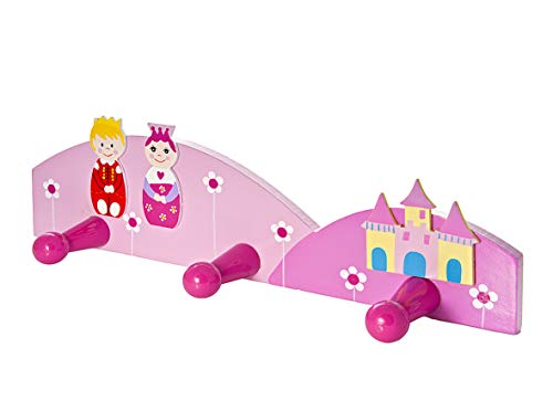 Mousehouse Gifts Pink Prince & Princess Triple Wall Hook Coat Hook for Girls Nursery or Bedroom