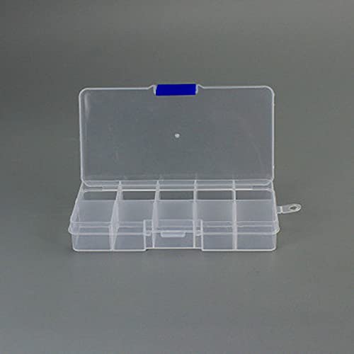 Clear Plastic Fishing Tackle Box, Fishing Lure Bait Hooks Storage Box Case Container Organizer with Adjustable Dividers(Blue White Buckle)