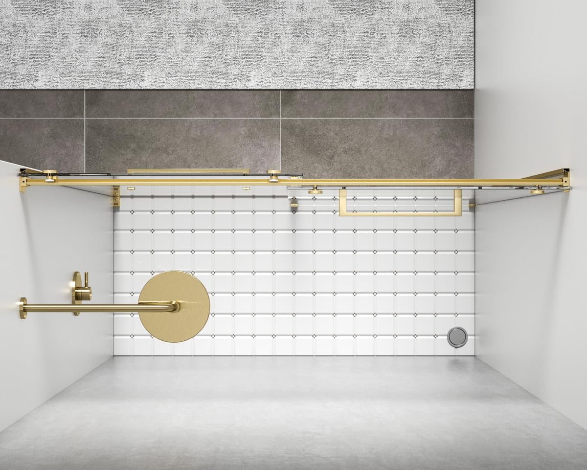 Elegant Kitchen and Bath SD202-4876BGD Frameless Shower Door 48 x 76 Brushed Gold