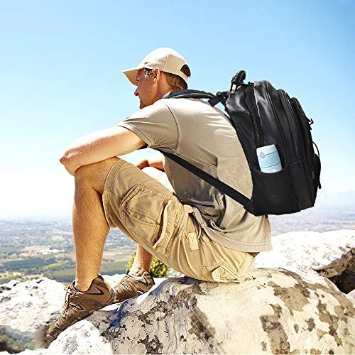 Laptop Backpack Waterproof Leather Backpacks with USB port fit 15.6" Laptops for Men and Women Travel Daypack Backpack Black (Shcool Backpack)