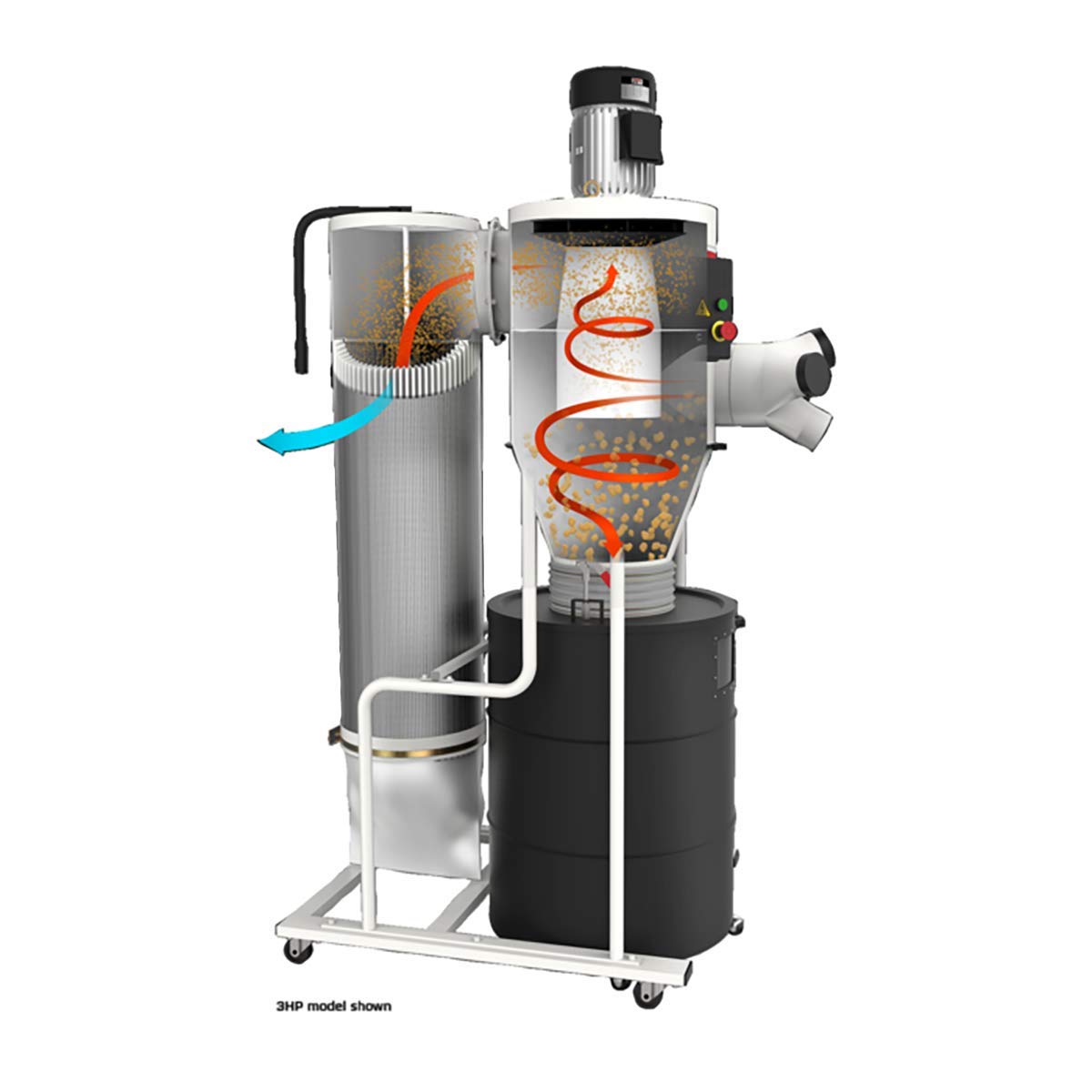 JET Cyclone Dust Collector, 2-Micron Filter, 1-1/2 HP, 1Ph 115V (Model JCDC-1.5)