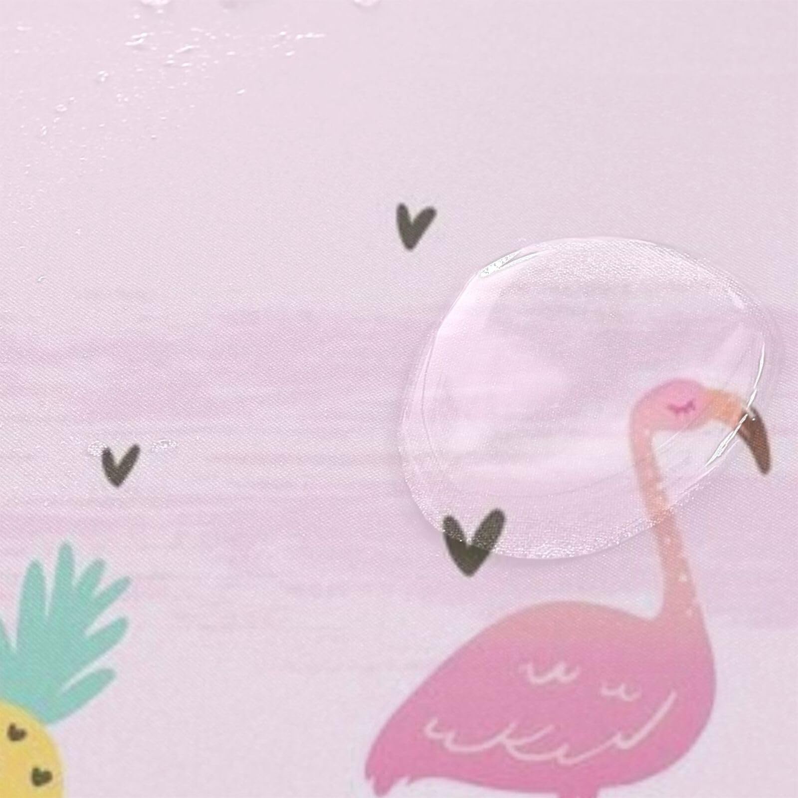 BLuevi Flamingo Pineapple Shower Curtain Bath Fashion Waterproof Polyester Fabric 60 x 72 Inch with 12 Hooks for Bathroom