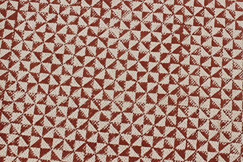 Handmade Geometric Tassel Rug Cotton Easy Washable Rugs Hand Block Printed Boho Area Rug Floor Carpet for Balcony Doormat Entryway Living Room Bedroom Hallway