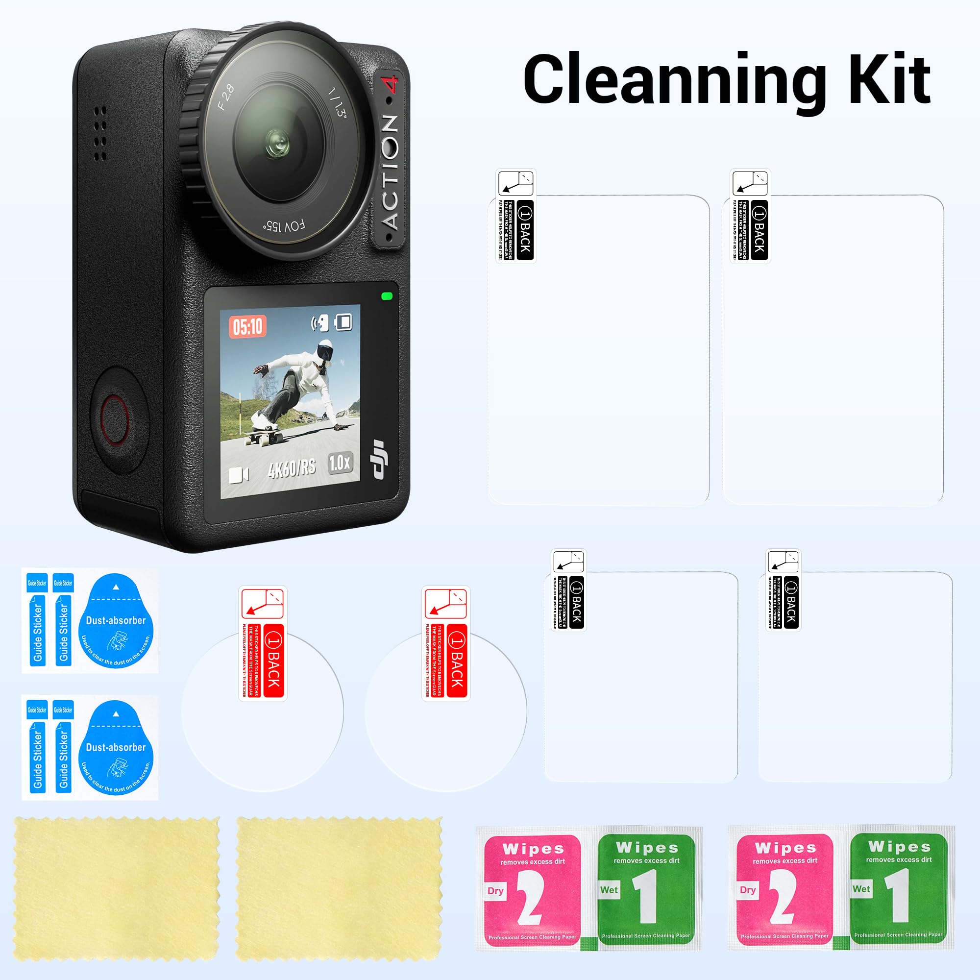 CYNOVA DJI Osmo Action 4 Screen Protector, Ultra Clear Screen Protector Tempered Glass for DJI Osmo Action 4 Accessories, Osmo Action 4 Lens Protector + Tempered Glass LCD Display Film, 9H Hardness