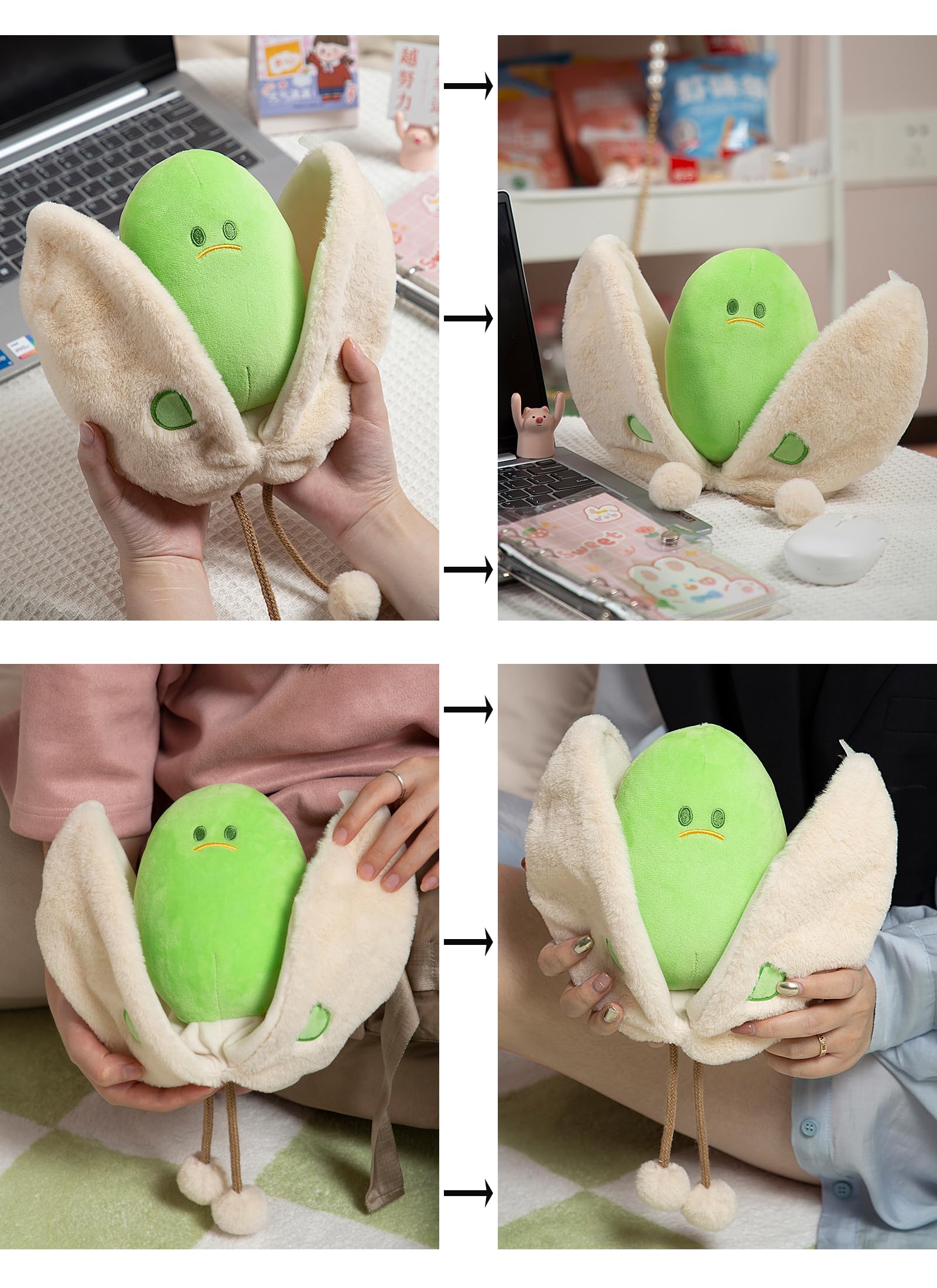 Creative hand 3D Pistachio Plush Pillow, Quirky Doll ModelingCute Cushion, Funny Food Plushie, Home Decorations(Crying face)