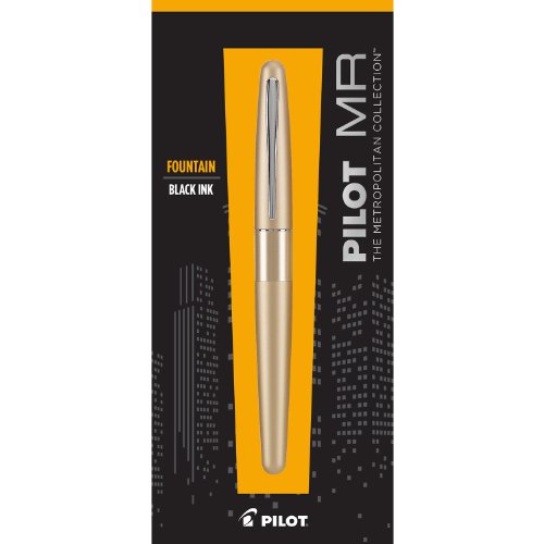 Pilot Metropolitan Collection Fountain Pen, Gold Barrel, Classic Design, Medium Nib, Medium Nib, Black Ink (91119)