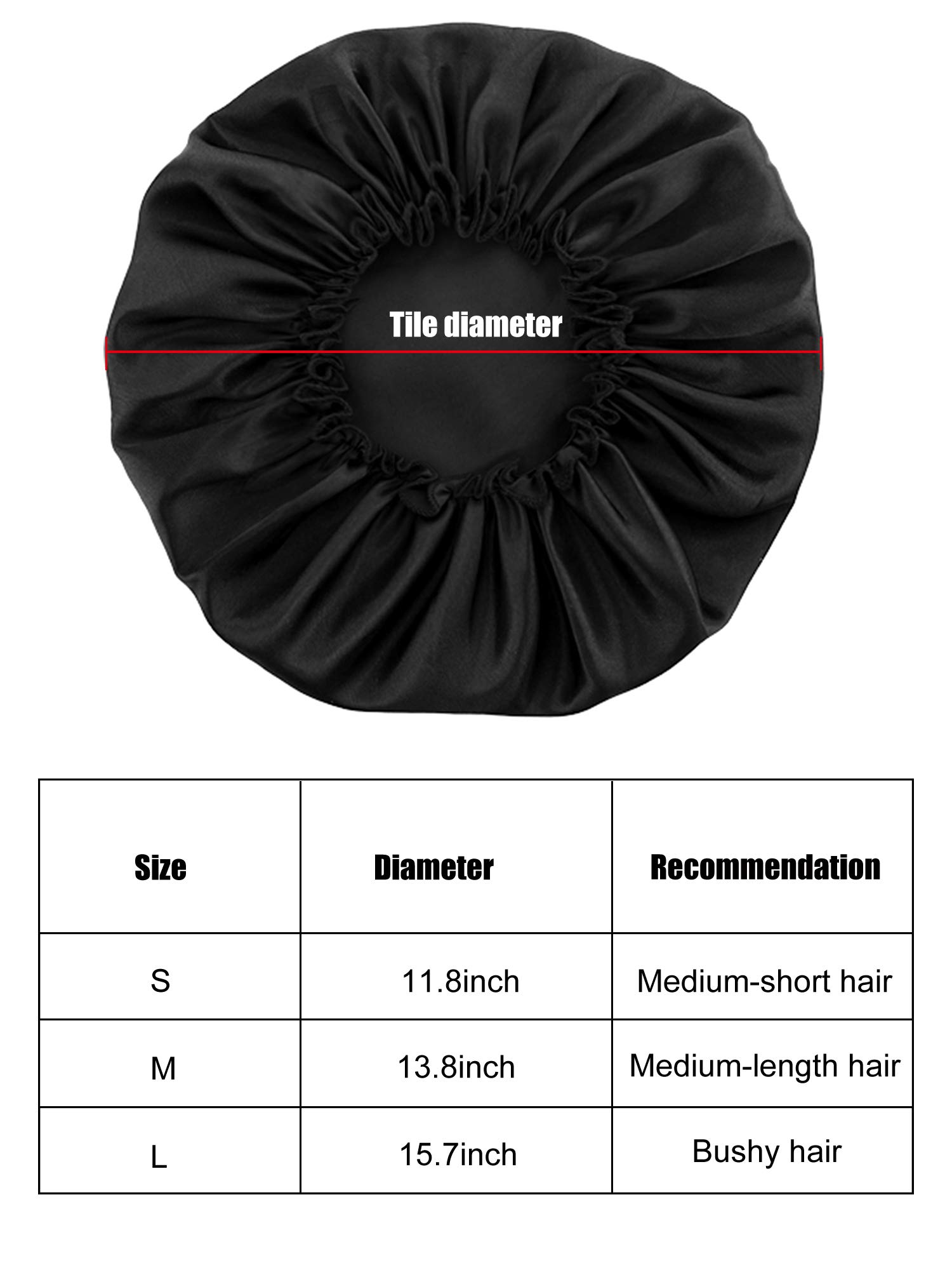 Blulu 3 Pieces Sleep Cap Satin Bonnet Night Sleeping Soft Hair Turbans for Women and Girls (Black red navy)