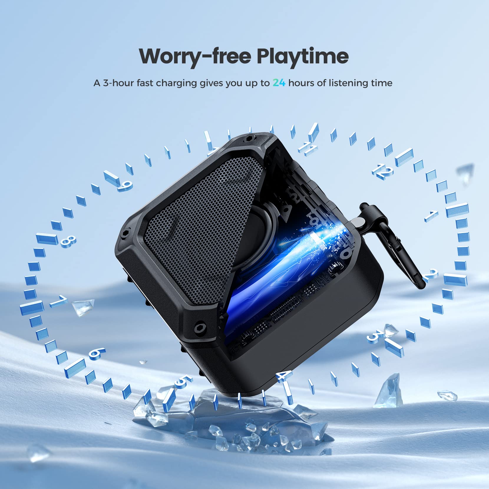 CHIFENCHY 2 Packs Golf Speaker with Magnetic, Portable Loud Stereo Sound for Golf Cart 24H Playtime, TWS Pairing, Golf Gifts for Men, Rugged Outdoor/Shockproof/Waterproof Wireless Speaker
