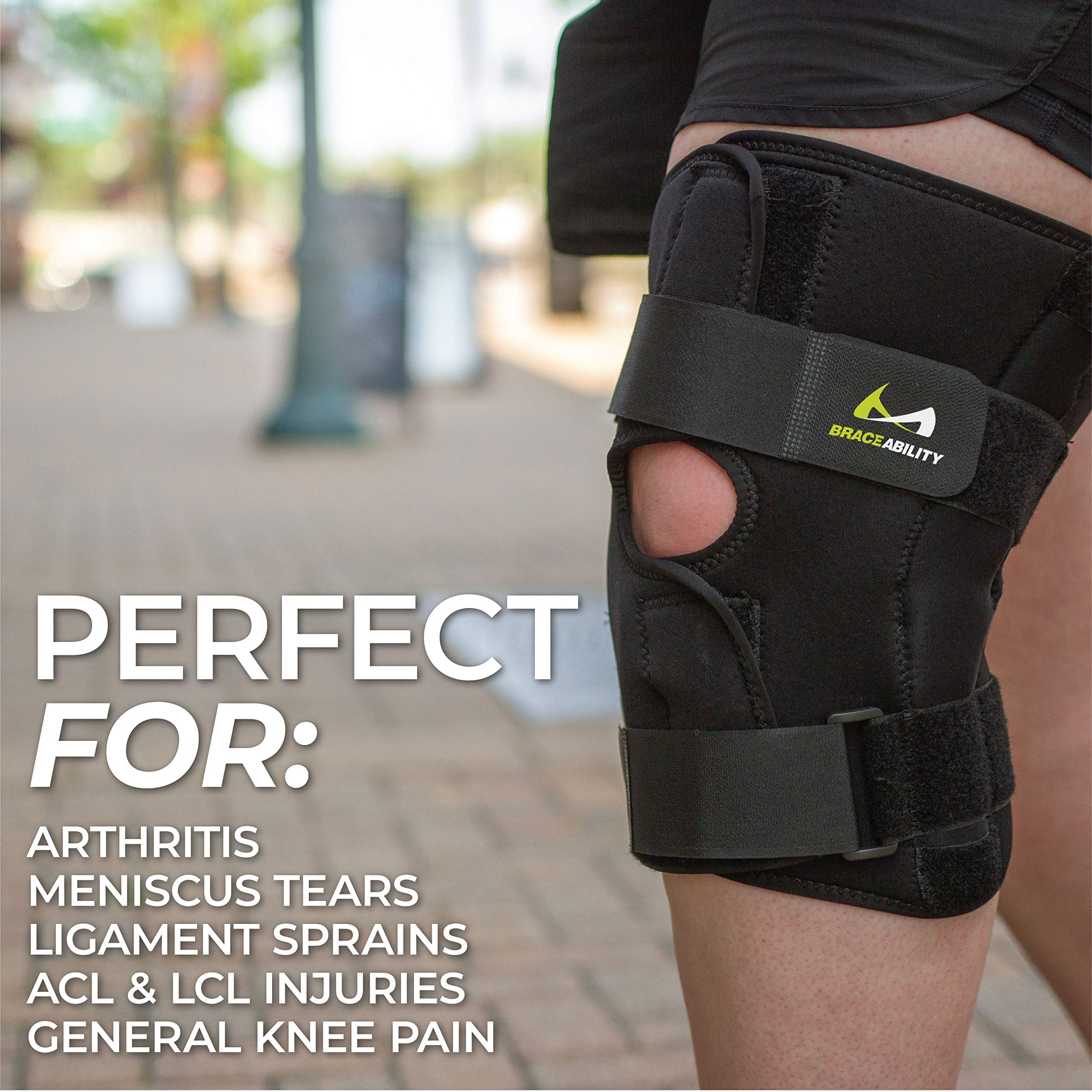 BraceAbility Plus Size Knee Brace - Bariatric Hinged Wraparound Sleeve for Extra-Large Legs and Obese Thighs to Support Meniscus Tears, Arthritis Pain, Tendonitis, Ligament Injuries and Sprains (6XL)