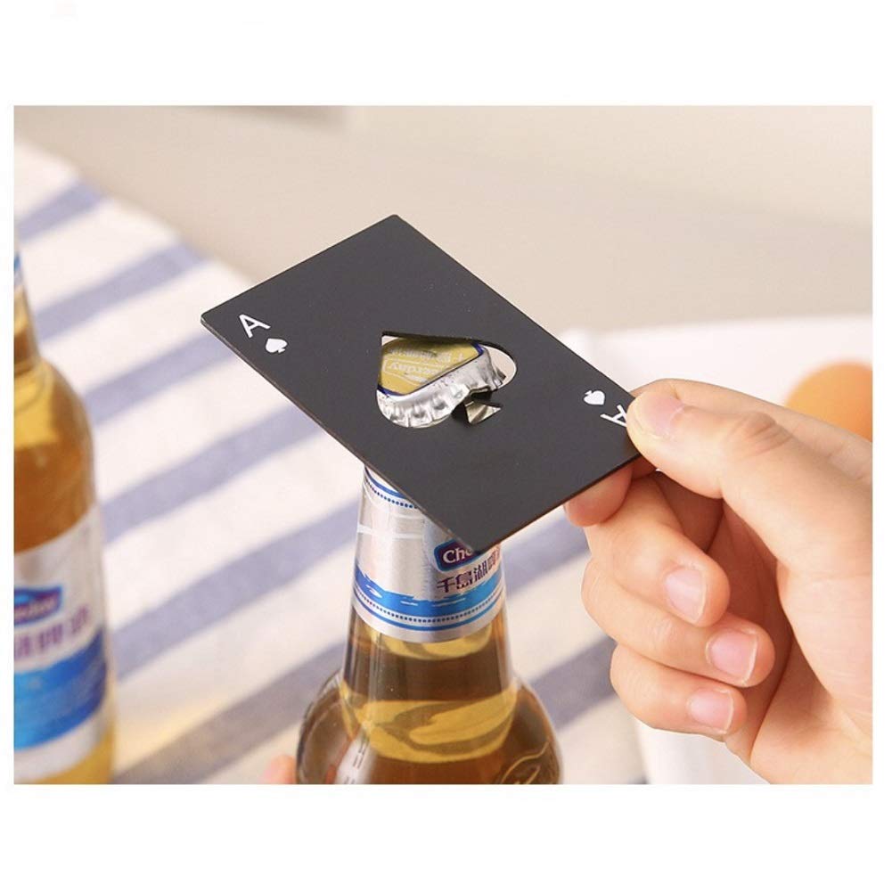 CheeseandU 12pcs Bottle Opener, Stainless Steel Spades A Creative Poker Shaped Casino Bottle Opener Suits for Wallet Beer Bottle Opener Beer Starter,Black