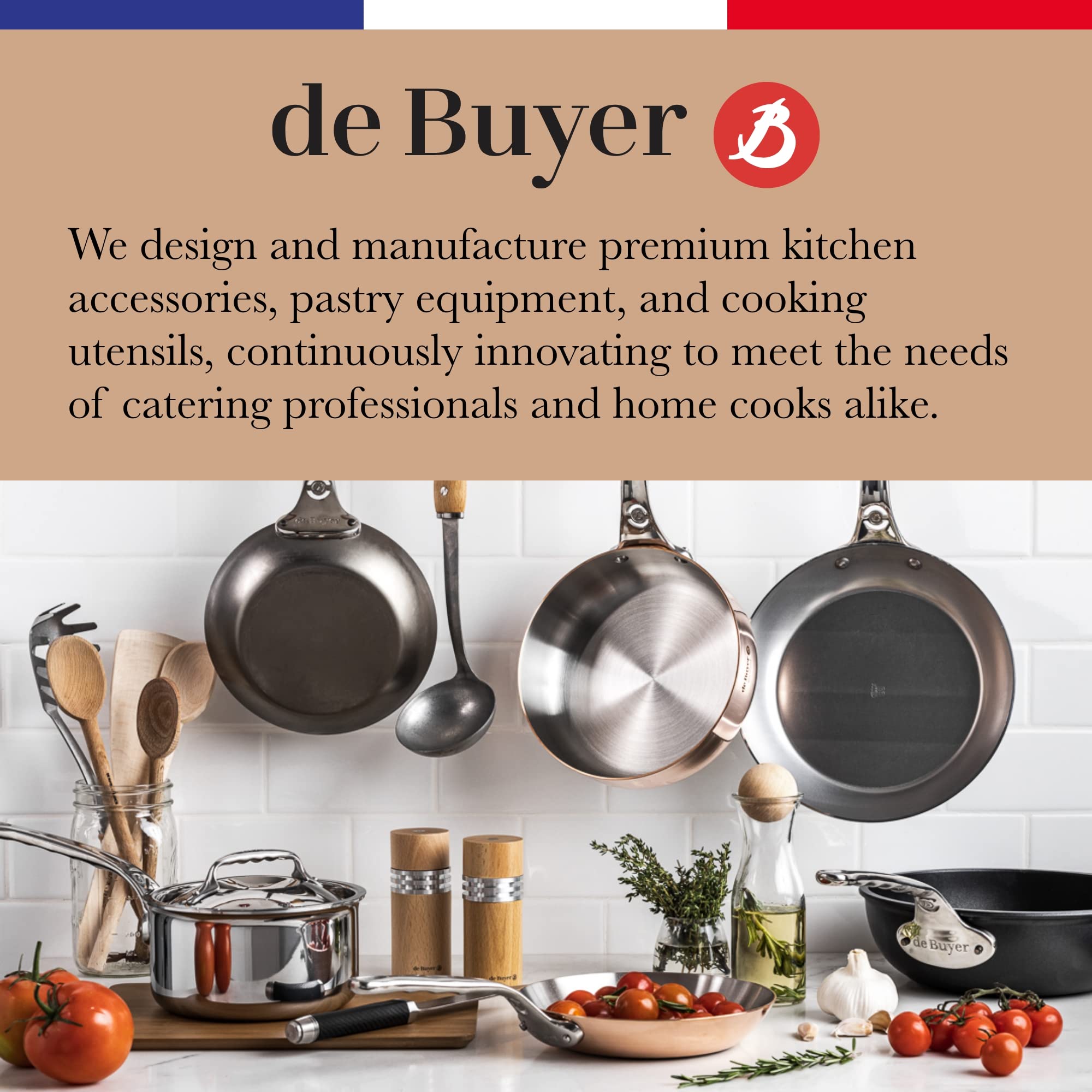 De Buyer CHOC Nonstick Fry Pan - 11” - Red Handle for Meat - 5-Layer PTFE Coating - Warp & Scratch Resistant - Made in France