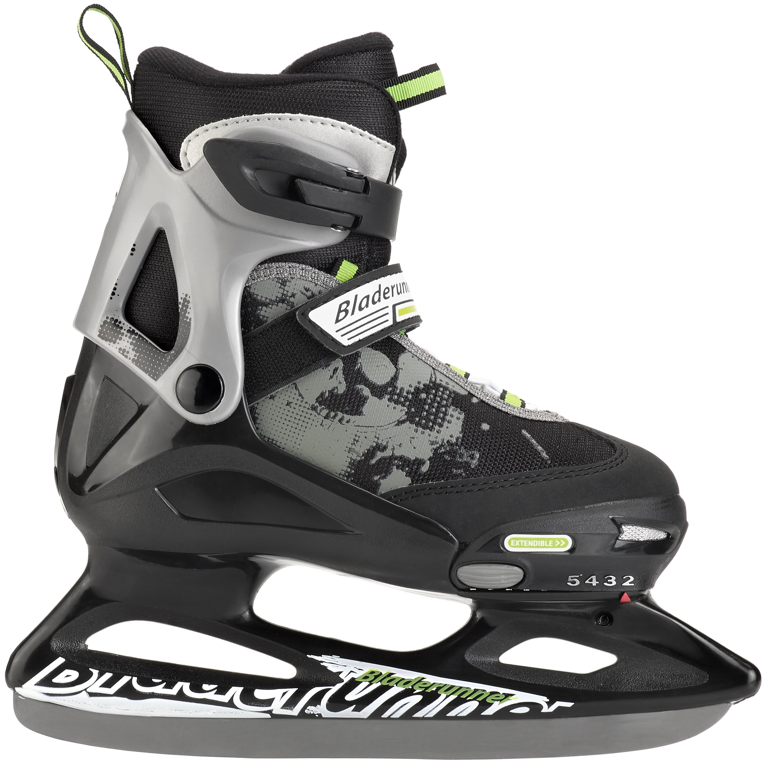 Bladerunner Kids Ice Skates, Black/Green, Size 5-8