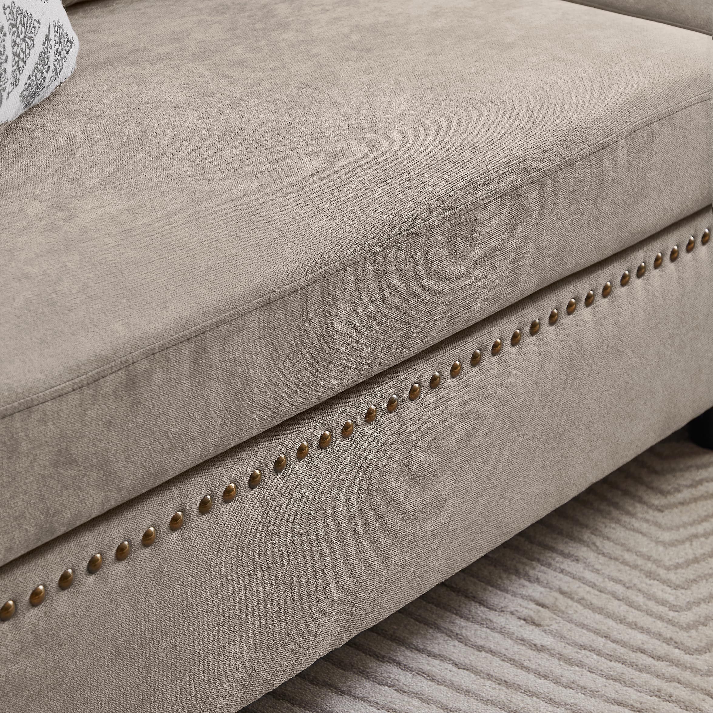 Soscana 112" Convertible Sectional Sofa Couch, 4 Seater L Shaped with Ottoman Reversible Chaise, Modern Microfiber Couches for Living Room, Light Grey