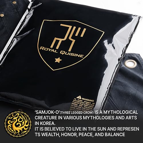 Royal Quisine Chef Apron β Cotton Aprons for Men and Women β Professional Cooking Apron for BBQ, Barista, Chef, Gardener β Comfortable Waist Apron with X-Shaped Straps β Korean Embroidery