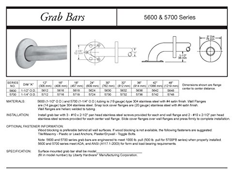 Delta Faucet D5618W Wall Mounted 18" x 1-1/2" ADA Concealed Screw Bath Safety Grab Bar in White