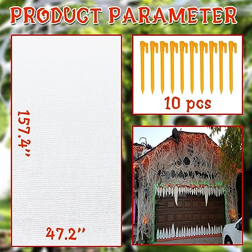 Daboot Halloween Giant Spider Web Decorations - 480sqft Halloween Gauze Spiders Web Decor Stretchy Cobwebs for Indoor Outdoor & Yard Creepy Decor (DIY- No Holes)