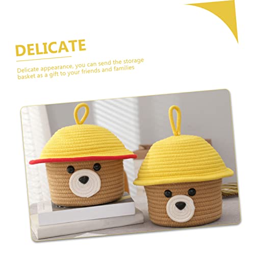 TOYANDONA Bear Storage Basket Clothes Bins Storage for Closet Toy Baskets Wicker Storage Basket Baby Laundry Basket Baskets Empty Wicker Laundry Baskets Cotton Rope Sundries Basket Mini
