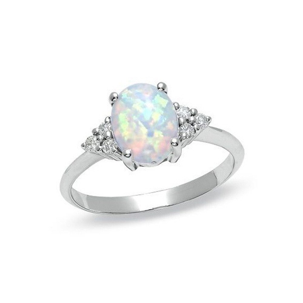 CHATCHAT Exquisite Women's 925 Sterling Silver Ring Oval Cut Fire-Opal Diamond Jewelry Birthday Gift Bridal Party Ring(Silver,SL7)