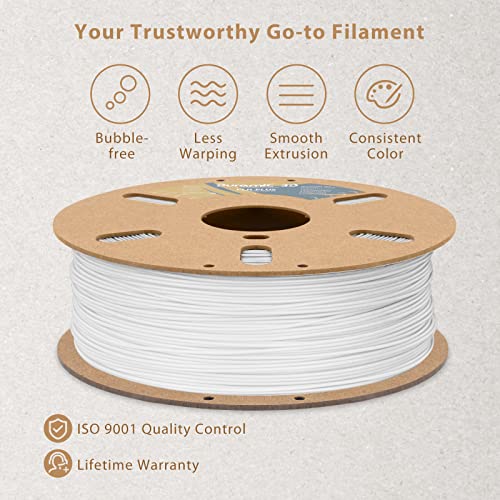 PLA Plus White and Marble Bundle, 3D Printer Filament Tough PLA Pro 8 Times Strength, Cardboard Spool 3D Printing Filament PLA + Dimensional Accuracy 99% +/- 0.03 mm