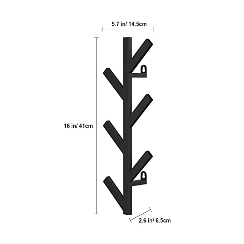 RRG Vertical Coat Rack Wall Mounted 16 Inch, Metal Vertical Hat Rack for Wall, Modern Wall Coat Tree for Hats, Jackets, Bags, Entryway Bedroom (Height 16")