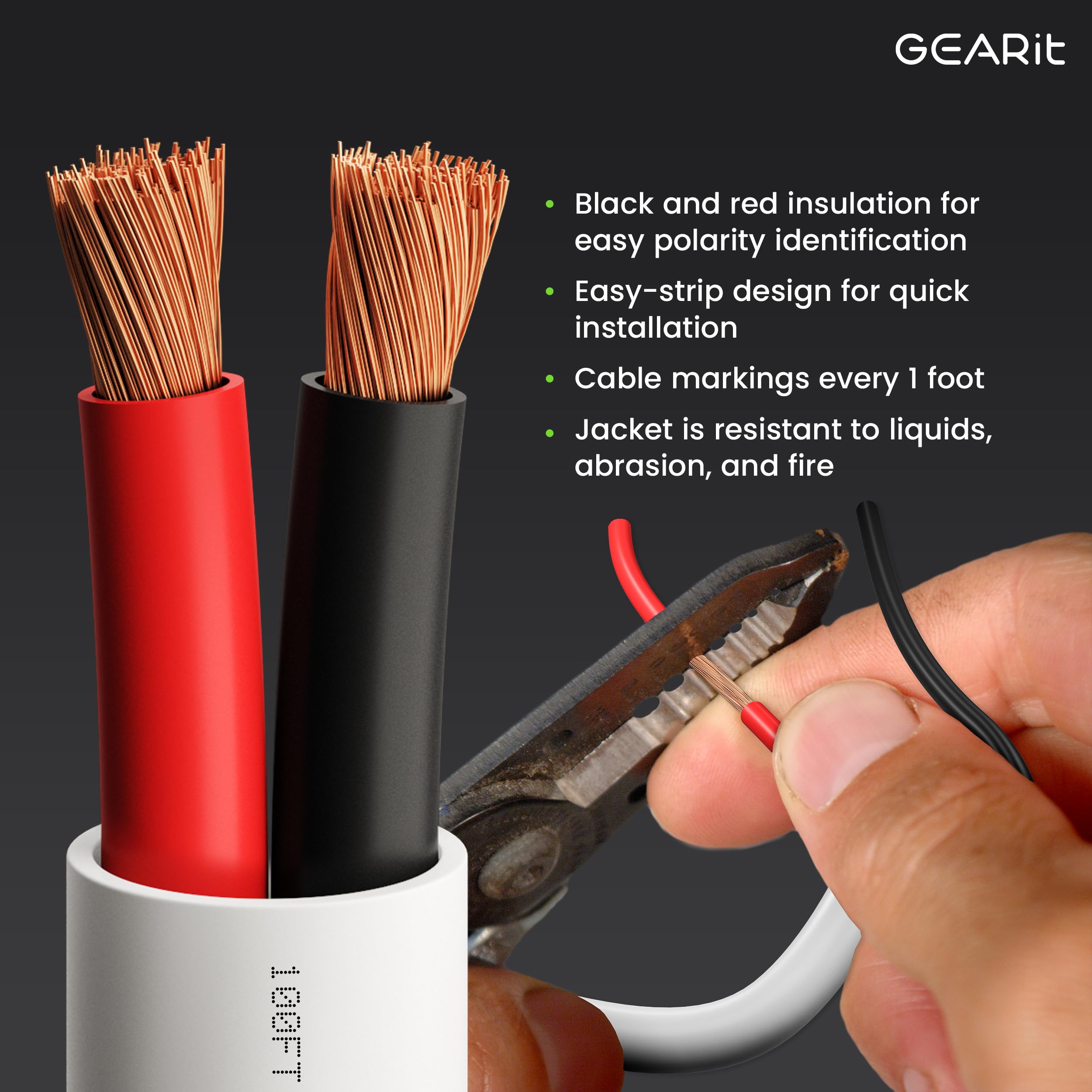 GearIT 12/2 Speaker Wire (50 Feet) 12AWG Gauge - in Wall Audio Speaker Wire Cable / CL2 Rated / 2 Conductors - OFC Oxygen-Free Copper, White 50ft