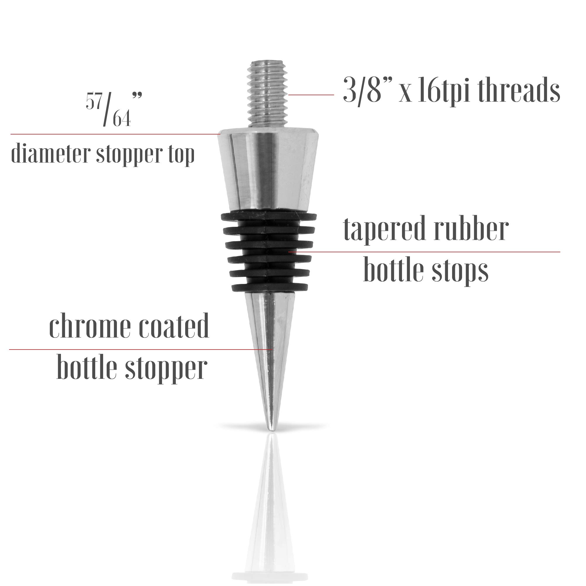 Classic Chrome Style Bottle Stopper with 3/8β x 16 tpi Threaded Post For Attaching Hand Made or Lathe Turned Handles β¦ (10 Chrome Stoppers)