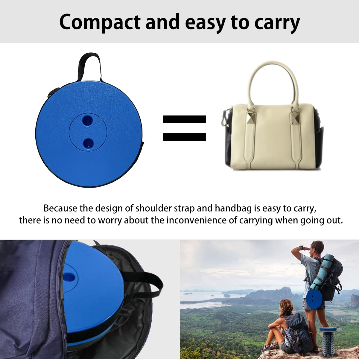 camperig Retractable Folding Stool, Upgraded Portable Telescoping Collapsible Stool for Adults, Lightweight Camping Stool for Fishing, Hiking Tours, BBQ, Parties, Outdoor, Max Load 400lbs (Blue)