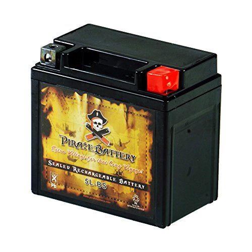 Pirate Battery YTX5L-BS Maintenance Free Replacement Battery for ATV, Motorcycle, and Scooter: 12 Volts, 5 Amps, 4Ah, Nut and Bolt (T3) Terminal