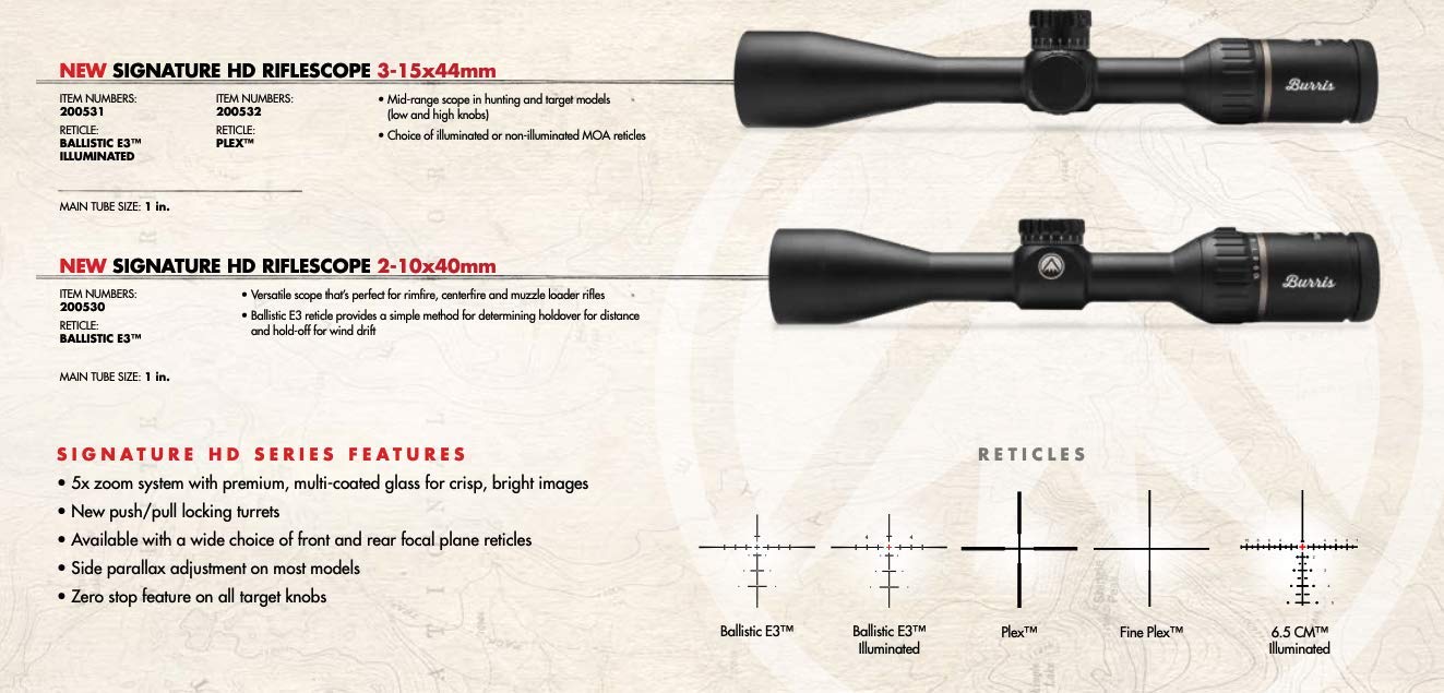 Burris Signature HD Hunting Rifle Scope with Premium Multi-Coated Glass, Matte Black, 2-10x40mm E3 MOA