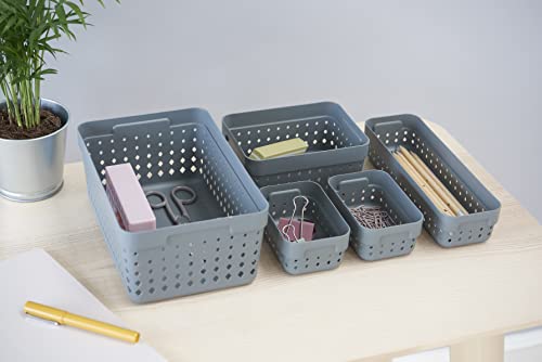 Room Copenhagen, Seoul Organizer β Ventilated Nesting Baskets for Storing Small Items β Stylish Storage Boxes for Desks, Drawers, and More β X-Large, Chinois Green
