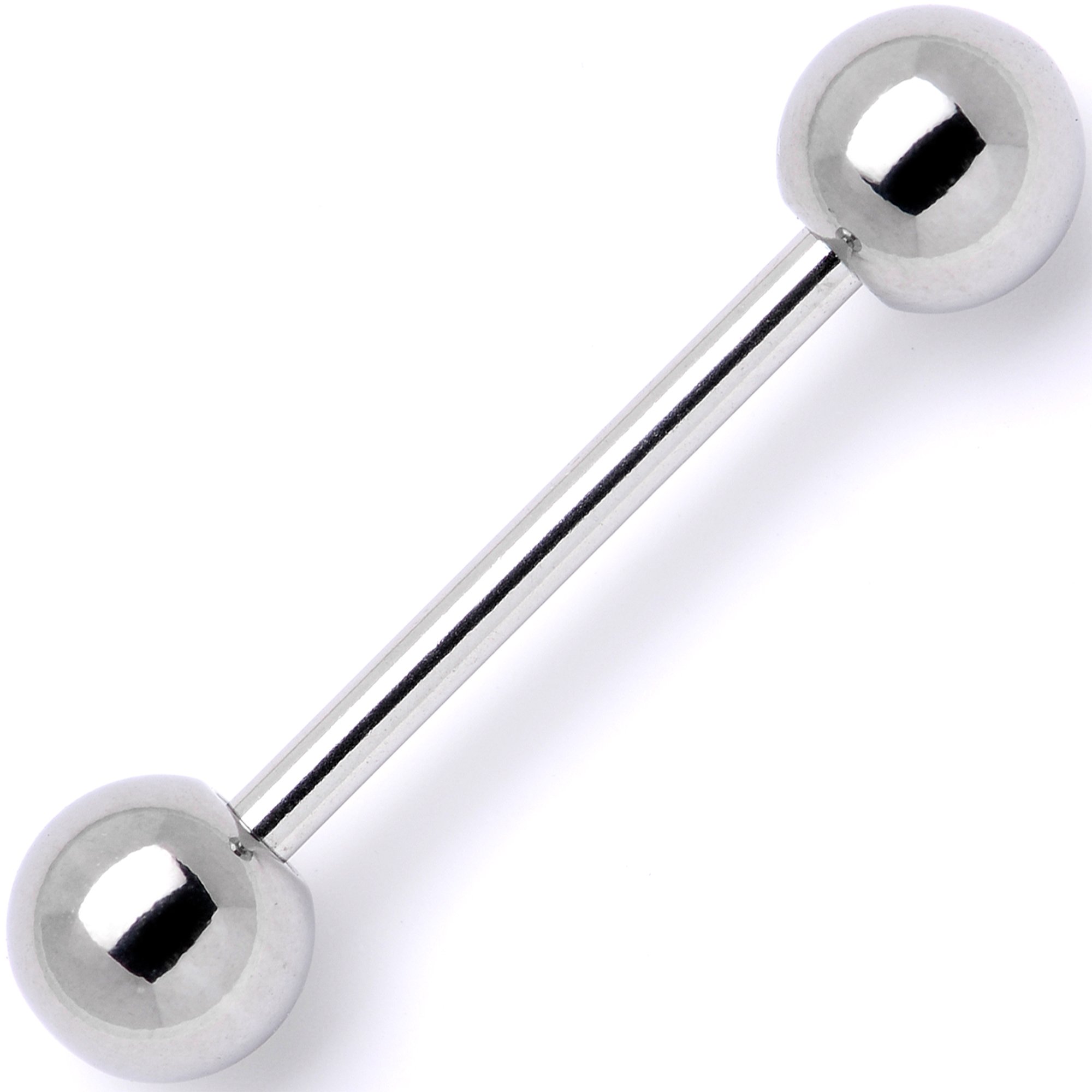Body Candy Stainless Steel Straight Barbell Tongue Ring 14 Gauge 5/8" 6mm Ball