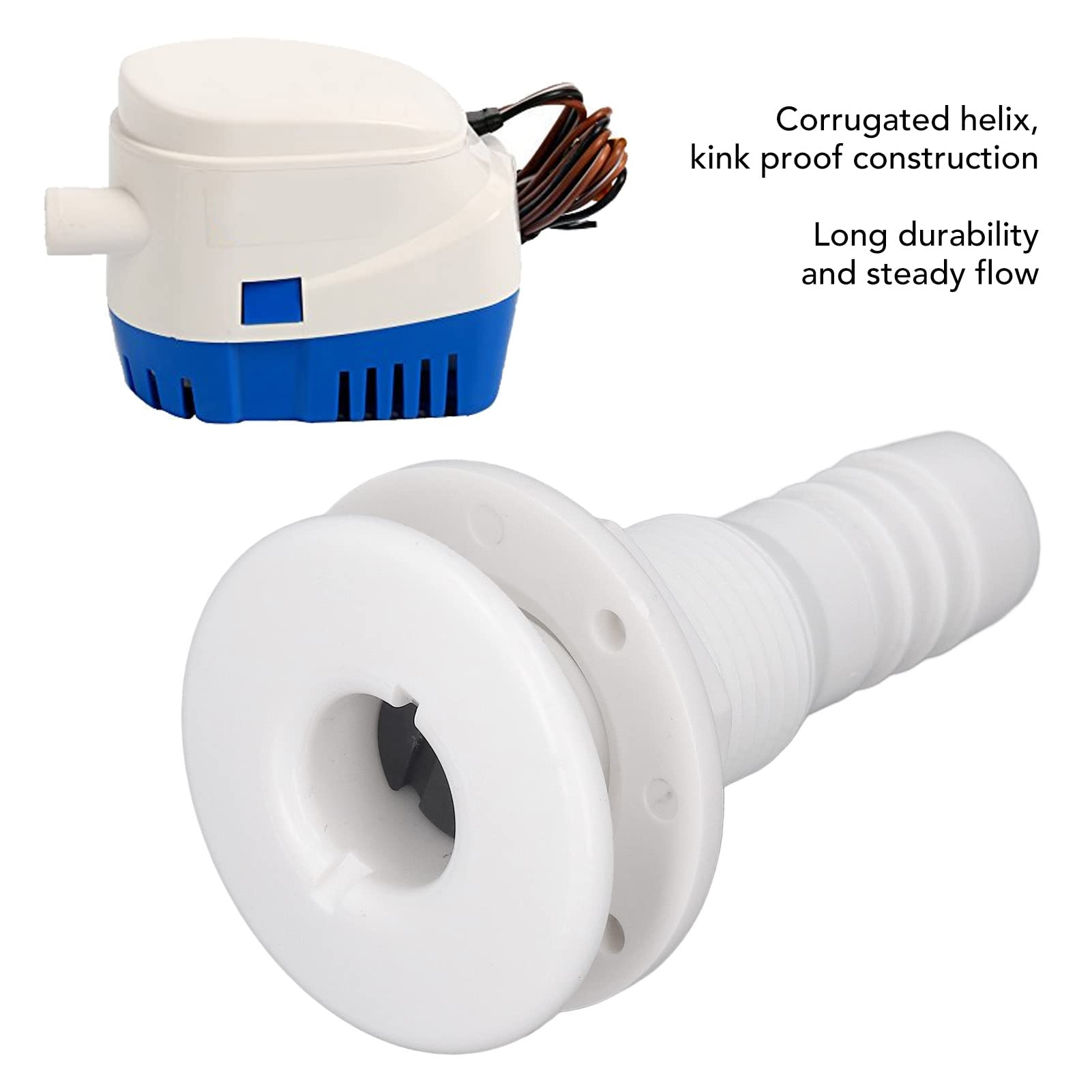 Bilge Pump Hose Installation Kit,3/4in Bilge Pump Hose Installation Kit with 6ft PVC Hose Rust Proof Kink Replacement for Marine Boat Yachts