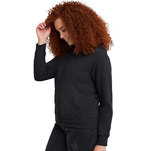 Hanes Women's EcoSmart Full-Zip Hoodie Sweatshirt, Ebony, x Large