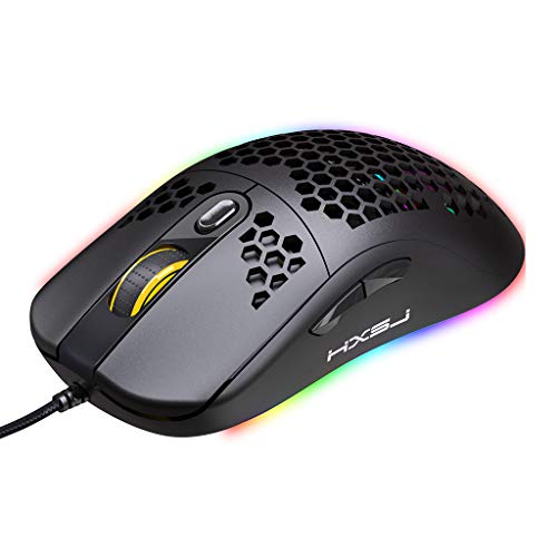 uvvy Cursor with Cable, 6 Gear DPI Mouse with Programmable Hole with Adjustable Cable RGB Mouse with Breathing Light