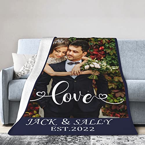 Macucop Custom Blanket with Photos Text Customized Personalized Flannel Throw Blankets Gifts for Birthday Wedding Christmas Fathers Mothers Valentines Day 50"X40"