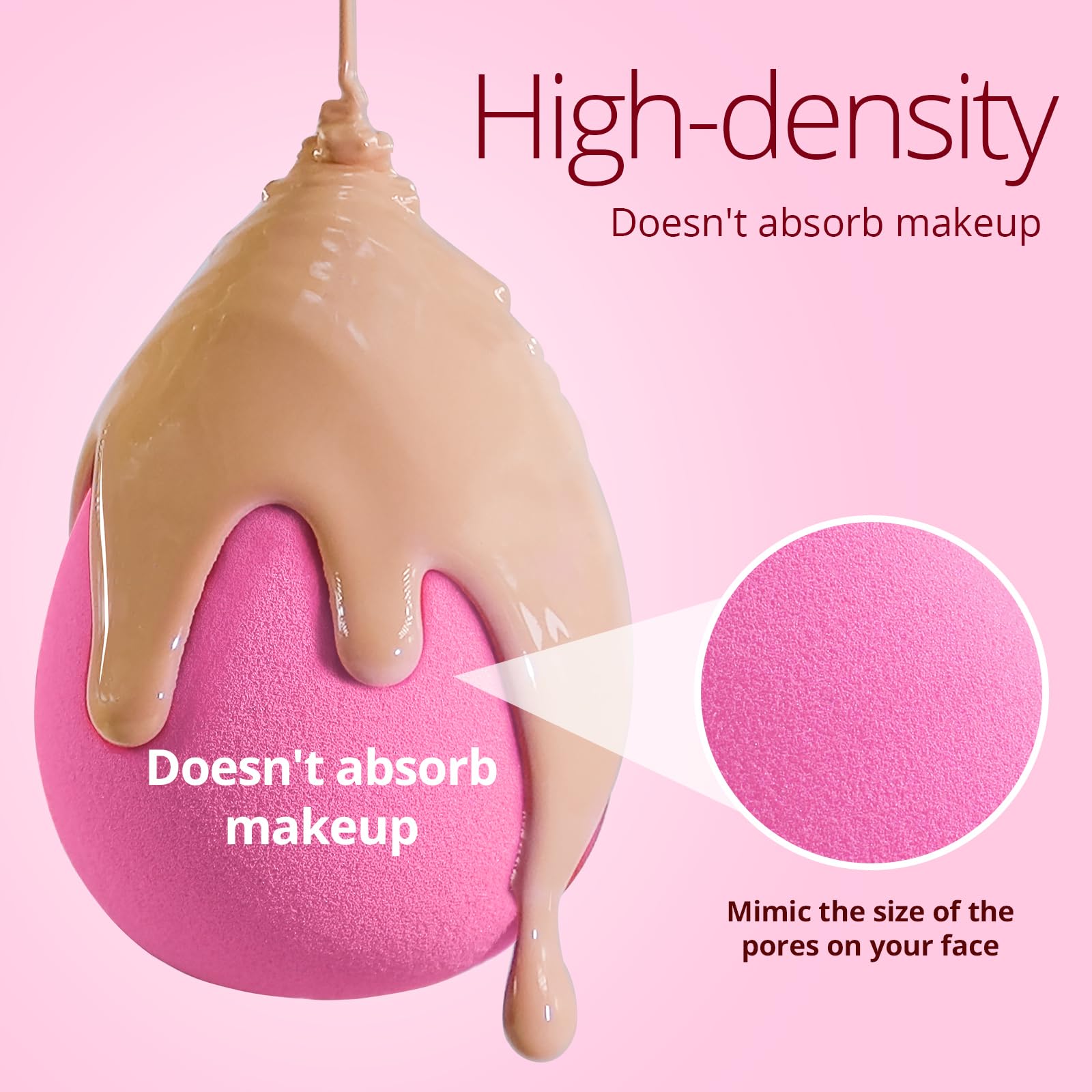 BEAKEY Makeup Sponge, Latex-free and Vegan Beauty Sponge, Boun Boun Sponges Flawless for Cream, Liquid Foundation & Powder Application