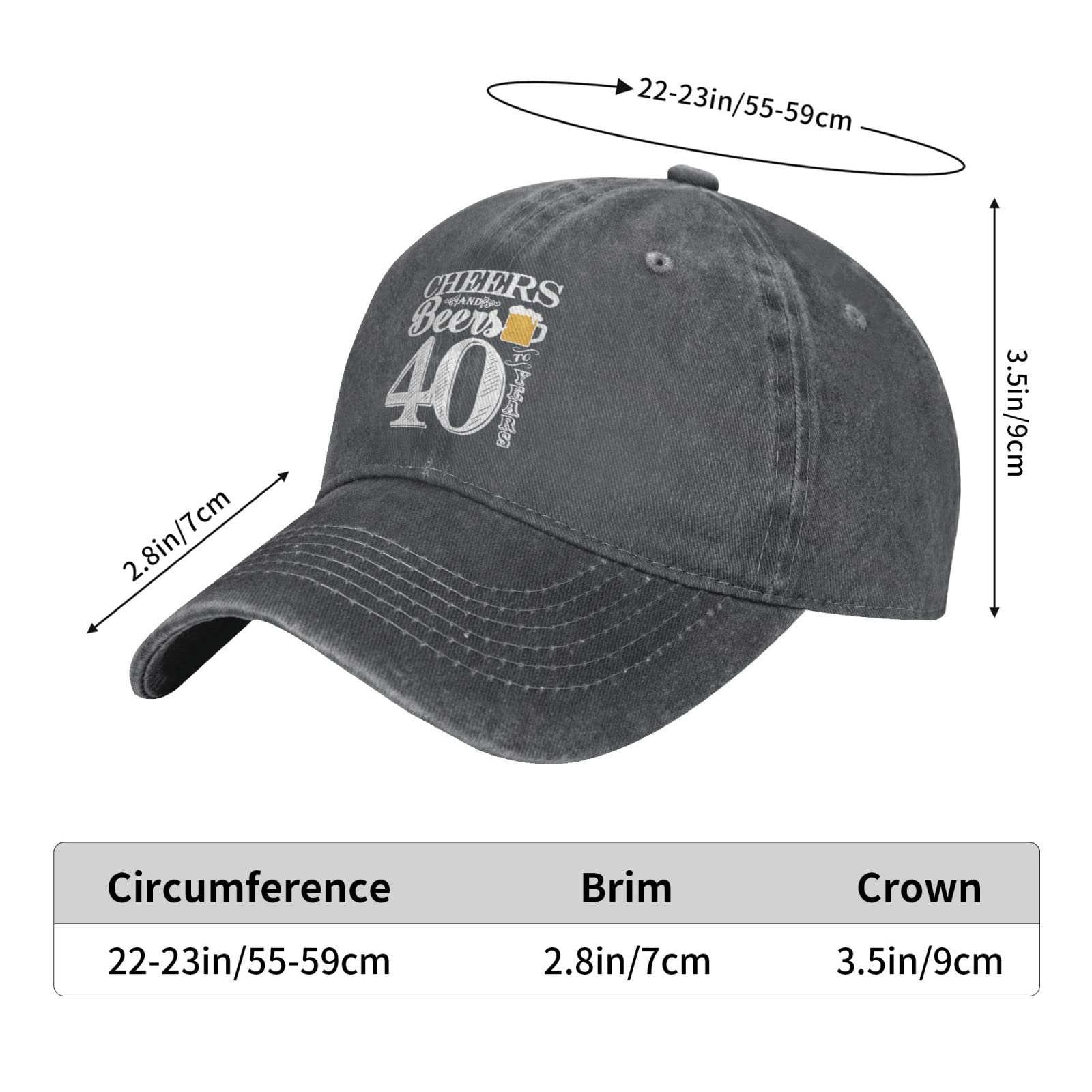 Cheers and Beer 40 Years Unisex Classic Hats Deep Heather Baseball Cap Trucker Hat Birthday Gift for Men Women