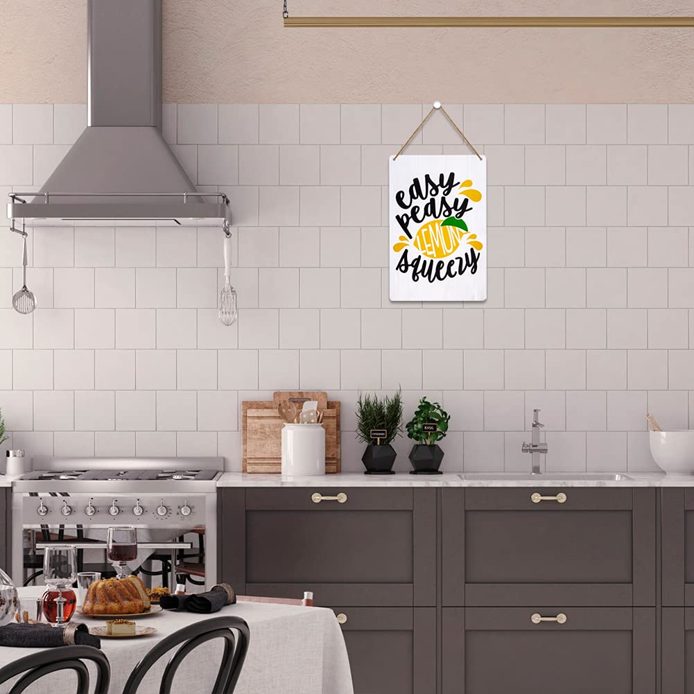 WhatSign Easy Peasy Lemon Squeezy Sign 8"x12" Lemon Saying Signs Wall Plaque,Lemon Kitchen Home Decor Signs,Lemon Decor Signs for Home Kitchen Garden Farmhouse Bar Coffee Shop