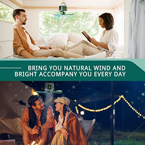Hssio Camping Fan with LED Light, 7500mAh Rechargeable Portable Ceiling Fan with Remote Control, Tent Fan with 3-Speed Adjustable & Detachable Fan Blades for Outdoor