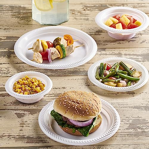 PLASTICPRO 100 PCS White Plastic Bowls 5 oz Premium Quality Light Weight Dishes Disposable Small Plastic Bowls for Dessert Appetizers Soups for Parties Weddings