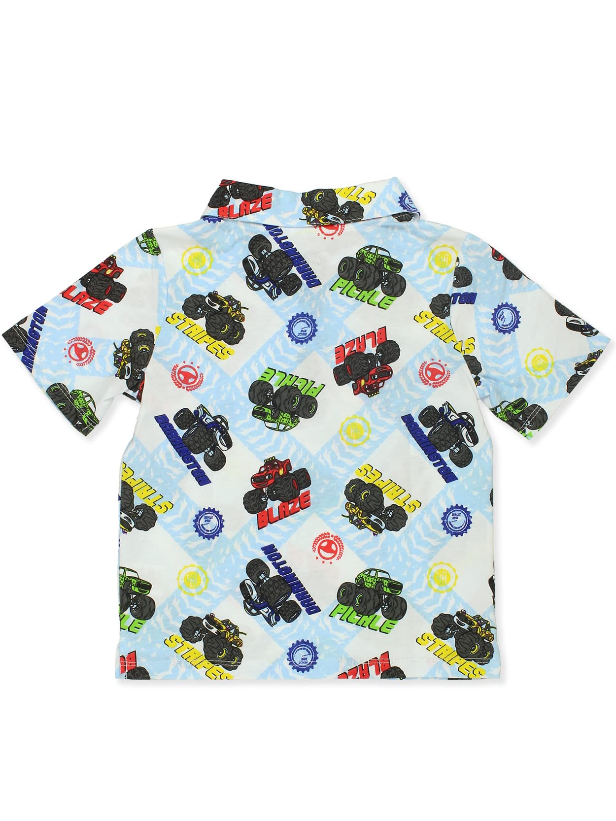 Blaze and The Monster Machines Boys Toddler Collared Short Sleeve Polo Tee Shirt (4T, White)