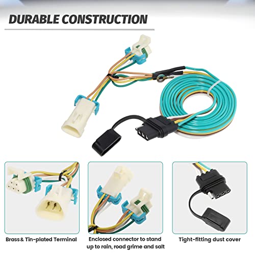 MECMO 4 Way Flat Trailer Wiring Harness for 1998-2004 Chevy S-10/GMC Sonoma & 1998-2000 Isuzu Hombre, Plug-in Simple Custom-Fit T-Connector 4 Pin Trailer Hitch Wiring